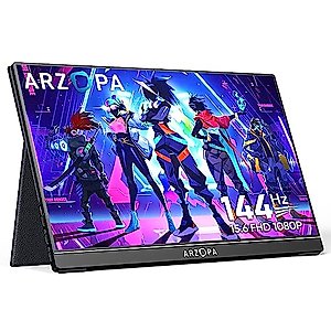 ARZOPA 15.6'' 144Hz Portable Gaming Monitor, 100% sRGB 1080P FHD Portable Monitor with HDR, Ultra Slim, Eye Care, External Second Screen for Laptop, PC, PS5, Mac, Xbox, Switch-G1 Game