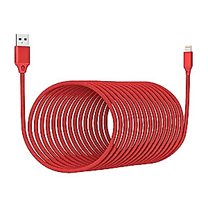 Bawanfa 20FT Long iPhone Charger Cord, Lightning Cable Extra Long Nylon Braided USB Charging Syncing Cable 2.4A Fast Charger Powerline Cable Compatible with iPhone 12 11 Pro X XS Max XR 8 7 6s 6 Plus