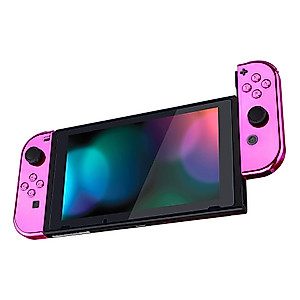 eXtremeRate DIY Replacement Shell Buttons for Nintendo Switch & Switch OLED, Chrome Pink Custom Housing Case with Full Set Button for Joycon Handheld Controller - Console Shell NOT Included