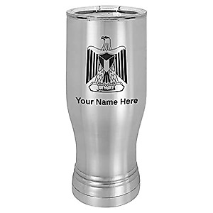 LaserGram 14oz Vacuum Insulated Pilsner Mug, Flag of Palestine, Personalized Engraving Included (Stainless Steel)