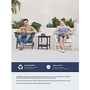 KINGYES Folding Adjustable Adirondack Chair, White