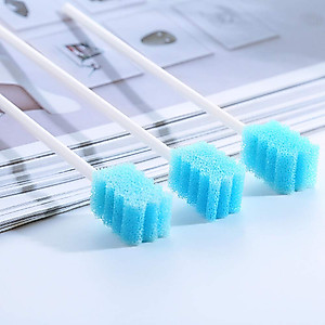(50 Pack) Disposable Mouth Swabs Sponge - Unflavored & Sterile Oral Swabs Dental Swabsticks for Mouth Cleaning(Contains Tooth Powder)