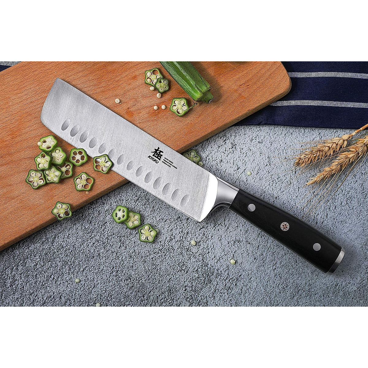 KYOKU Samurai Series 7" Nakiri Vegetable Knife + 7" Chinese Vegetable Cleaver - Full Tang - Japanese High Carbon Steel - Pakkawood Handle