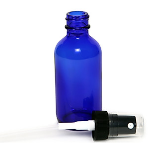 Vivaplex 2 oz Glass Bottles, with Black Fine Mist Sprayers, Cobalt Blue, 12-Count