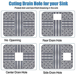 JUSTOGO Sink Protectors for Kitchen Sink,Silicone Sink Mat Grid Accessory,1 PCS Non-slip Grey Sink Mats for Bottom of Kitchen Farmhouse Stainless Steel Porcelain Sink (16.25"x 13")
