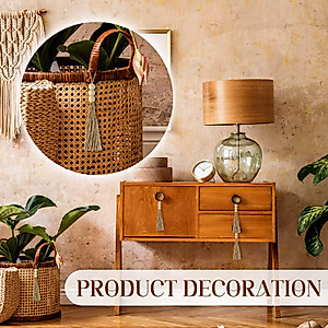 40 Sets Jute Tassels with 3 Wood Beads Natural Jute Rope Burlap Tassels for Christmas Tree DIY Craft Wood Beads Garland Project Wedding Home Party Decorations