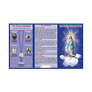 Two How to Pray the Rosary TriFold Instructions Pocket Holy Cards with Hail Mary, Our Father Prayers, Apostle's Creed