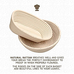 La Patisserie Bread Proofing Basket – 11 Piece Bread Baking Kit with Round and Oval Banneton Basket, Liners, Dough Scrapers, Scoring Lame, Blades, Digital Scale, Canvas Bread Bag