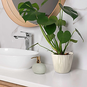 Mueller European-Made 5/1 Plant Pots 6/7.5/9.2" - Flower Pots Set with Inner Drainage for Indoor and Outdoor Use - Modern Decorative Planters for Plants, Flowers, and Herbs - Beige