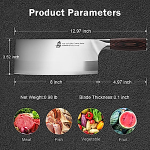 TUO Vegetable Meat Cleaver Knife 8 inch - Professional Chinese Cleaver Knife Butcher Knives Kitchen Chef Knives - German HC Stainless Steel - Ergonomic Pakkawood Handle - Osprey Series with Gift Box