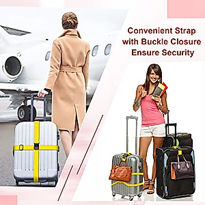 8 Pcs Luggage Straps Suitcase Belts Add A Bag Luggage Straps Elastic Adjustable Belt Suitcase Strap Belt Luggage Bungees for Add a Bag Suitcase Belt Travel Accessories for Connect Luggage (Yellow)
