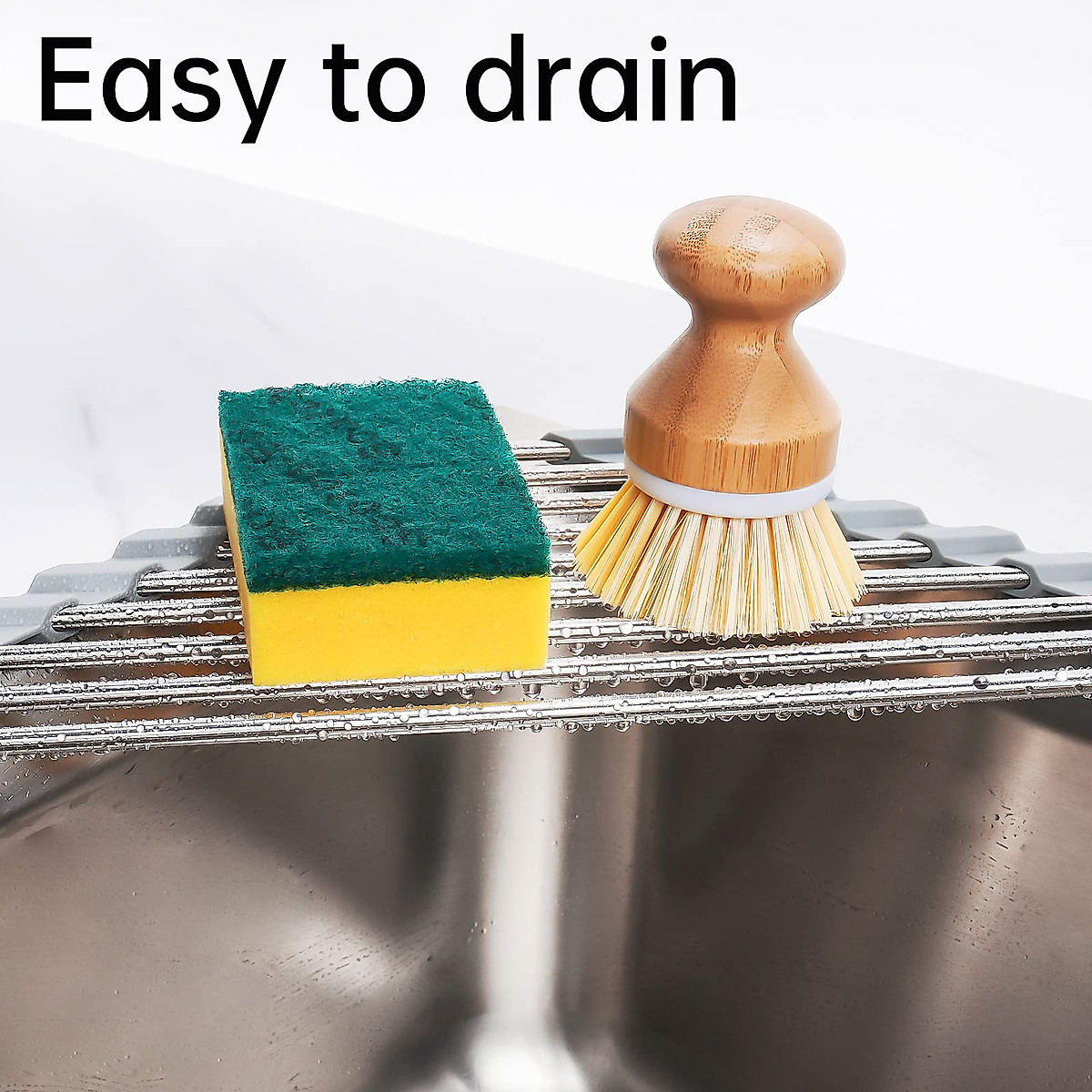 Silicone Faucet Splash Guard and Triangle Roll-Up Dish Drying Rack, Multifunctional Kitchen Drain Storage Tool