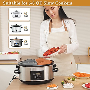 OFUN Slow Cooker Divider Liner fit 6-8 QT, Silicone Crock Pot Liners Reusable Pot Divider Insert Cooking Accessories - Dishwasher Safe, Leakproof, BPA Free (Grey+Beige)