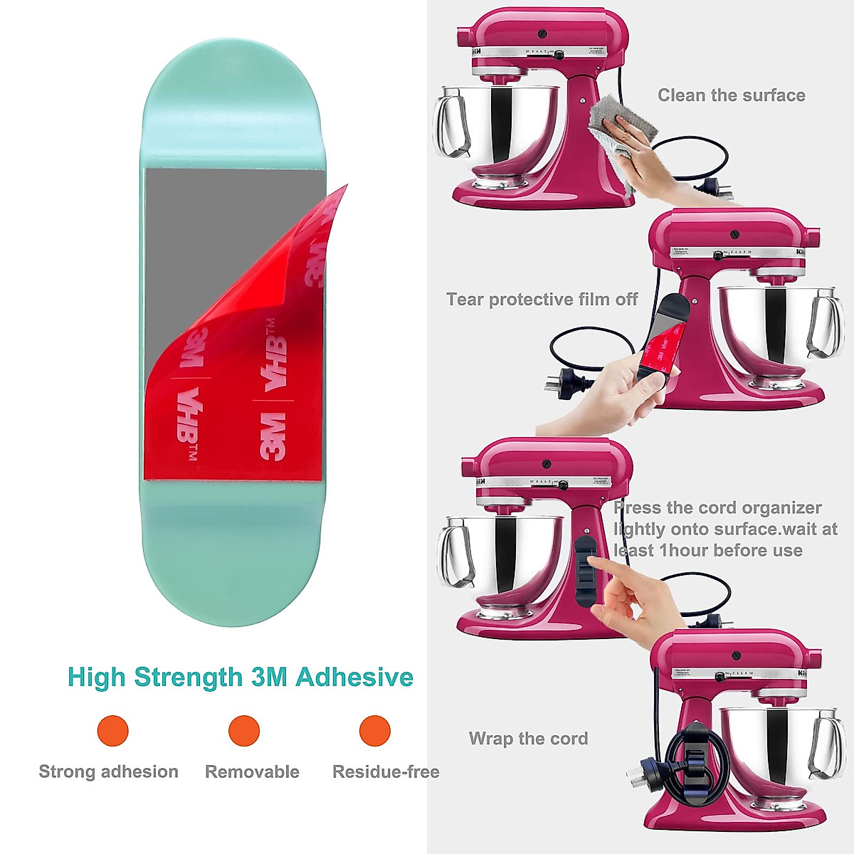 Cord Organizer for Kitchen Appliances Upgraded Adhesive Cord Holder Wrapper Kitchen Gadgets Keeper Cable Organizer Stick On Mixer, Microwave Oven, Coffee Maker, Air Fryer Toaster