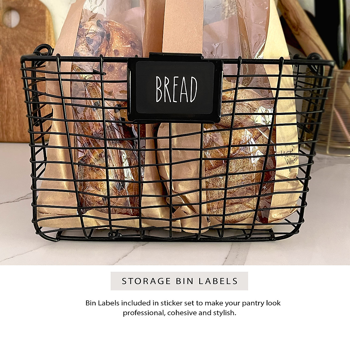 QUART + PINT 134 Kitchen Pantry Labels for Containers. Preprinted Retro Handwritten Style. Black Matte Sticker White Text. Waterproof Stickers. Organization Labels for Jars Canisters & Storage Bins.