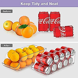 Clear Can Dispenser for Soda and Food - Open Top Storage Organizer for Pantry, Fridge and Freezer - Set of 2