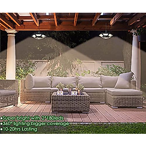 HULPPRE 2pack Solar Shed Light Motion Sensor 5 Modes-Daytime Avaialble 180Leds 360° Bright Solar Light Indoor&Outdoor with Remote,IP65 Barn/Chicken Coop/Ceiling/Pendant Light for Gazebo,Patio,Yard