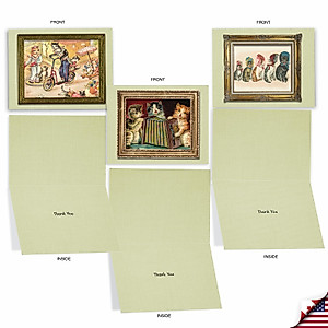 The Best Card Company - 10 Thank You Assortment Note Cards w/Envelopes, Assorted Set of Thank You Cards4 x 5.12 inch - Funny Feline M1737TY