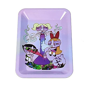 Rolling Trays Premium Metal Tray with Design - Perfect Size for Home Or Travel Accessories, Pink