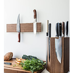 360 Knife Block MAX - (walnut) rotating, magnetic, knife block - NOW w/top slots - capacity for 20+ knives & 12" blades (Walnut wood)