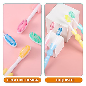 Healifty Kids Toothbrush Cartoon Bamboo Charcoal Soft Hair Silicone Cute Cleaning Teeth Brush Set Handle Children Teeth Cleaning Brushes for Boys and Girls 4pcs (4 Colors)