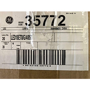 GE 20 Pieces 35772 LED18ET8/G4/850 Glass LED Tube Lamp, Plug n Play Ballast Needed, Frosted, 5000K (Stark White), G13 Base, 80 CRI, 2200 Lumen, DLC, UL