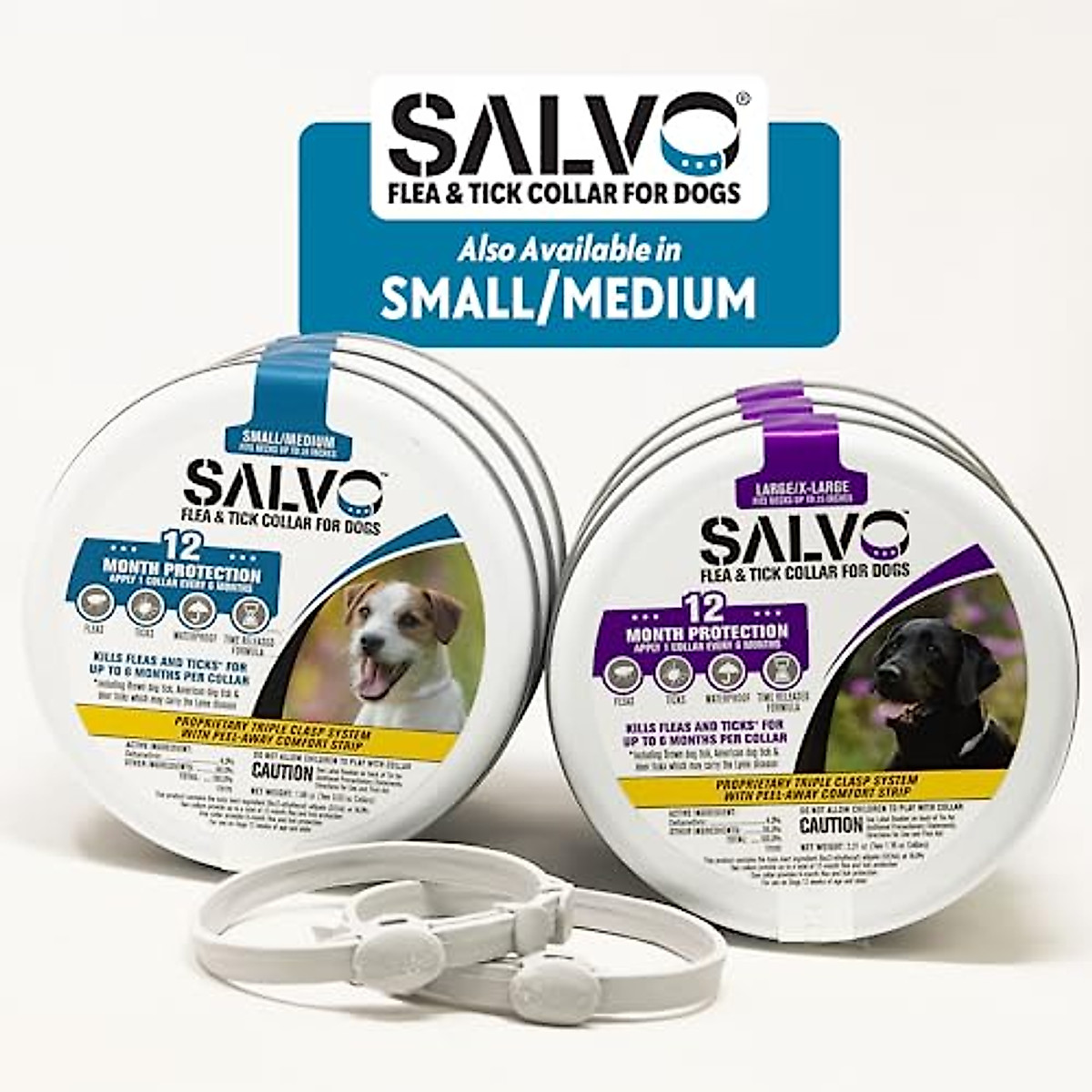 SALVO Flea and Tick Collar for Dogs - Pack of 2 for 12 Months of Protection - Flea and Tick Prevention for Dogs (Large)