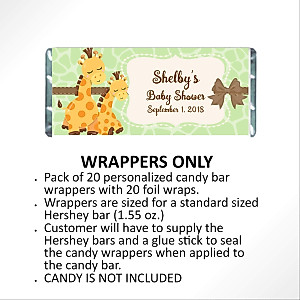 Giraffe Party Favors, Personalized Candy Wrappers, Pack of 20 Custom Chocolate Bar Labels