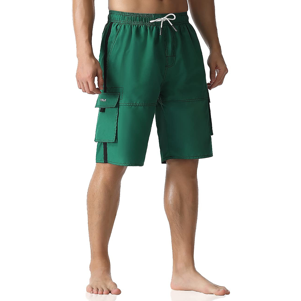 Nonwe Men's Swimming Shorts Lightweight Breathable Boardshorts with Drawstring Green 34