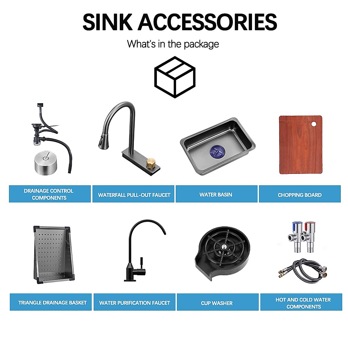 ECTbicyk Waterfall Kitchen Sink,31.5Inch Drop in Single Bowl Stainless Steel Kitchen Sink,Workstation Kitchen Sink with Accessories