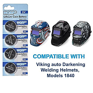 HQRP 4-Pack Lithium Battery Compatible with Viking auto Darkening Welding Helmets, Models 1840