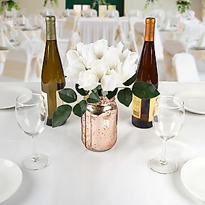 Pure Garden Rose Artificial Flowers - 24Pc Real Touch 11.5-Inch Fake Flower Set with Stems for Home Decor, Wedding, or Bridal/Baby Showers (White)