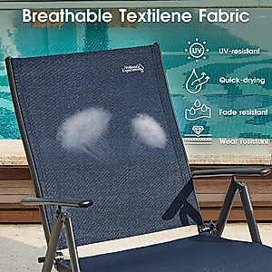 NATURAL EXPRESSIONS Chaise Lounge Outdoor, Aluminum Pool Lounger Chairs Portable Folding Patio Recliner Chair with 7 Position Adjustable Backrest for Beach, Backyard, Poolside,Lawn Supports 300 lbs