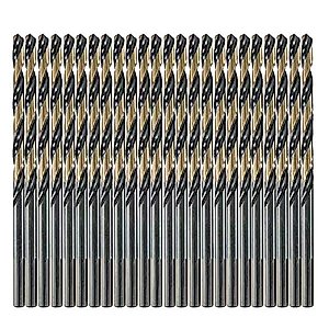 DRILLFORCE 24pcs, 3/32 Inch Drill Bits, Black and Gold Finish, High Speel Steel