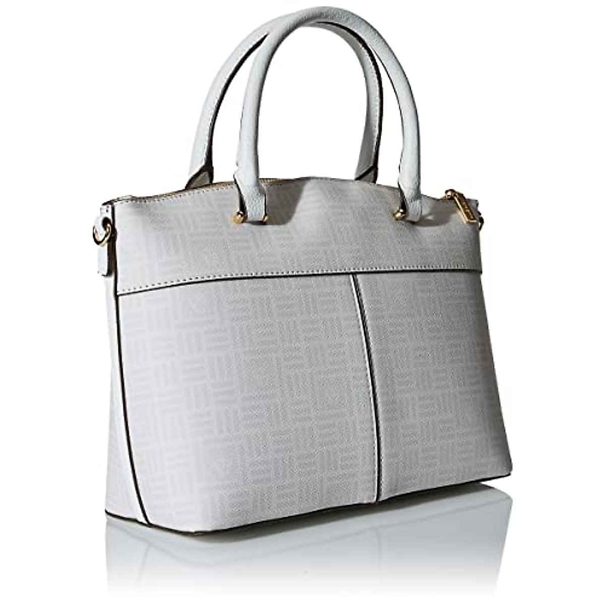 Anne Klein Dome Satchel, Cool Grey Lion Logo Print/Anne White