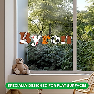 EGD Custom Name with Initial and Sports Balls Design Wall Decal I Soccer Baseball Basketball Football Wall Art Decor I Nursery Wall Stickers I Home Nursery Decoration (Wide 40" (Shown) (Large))