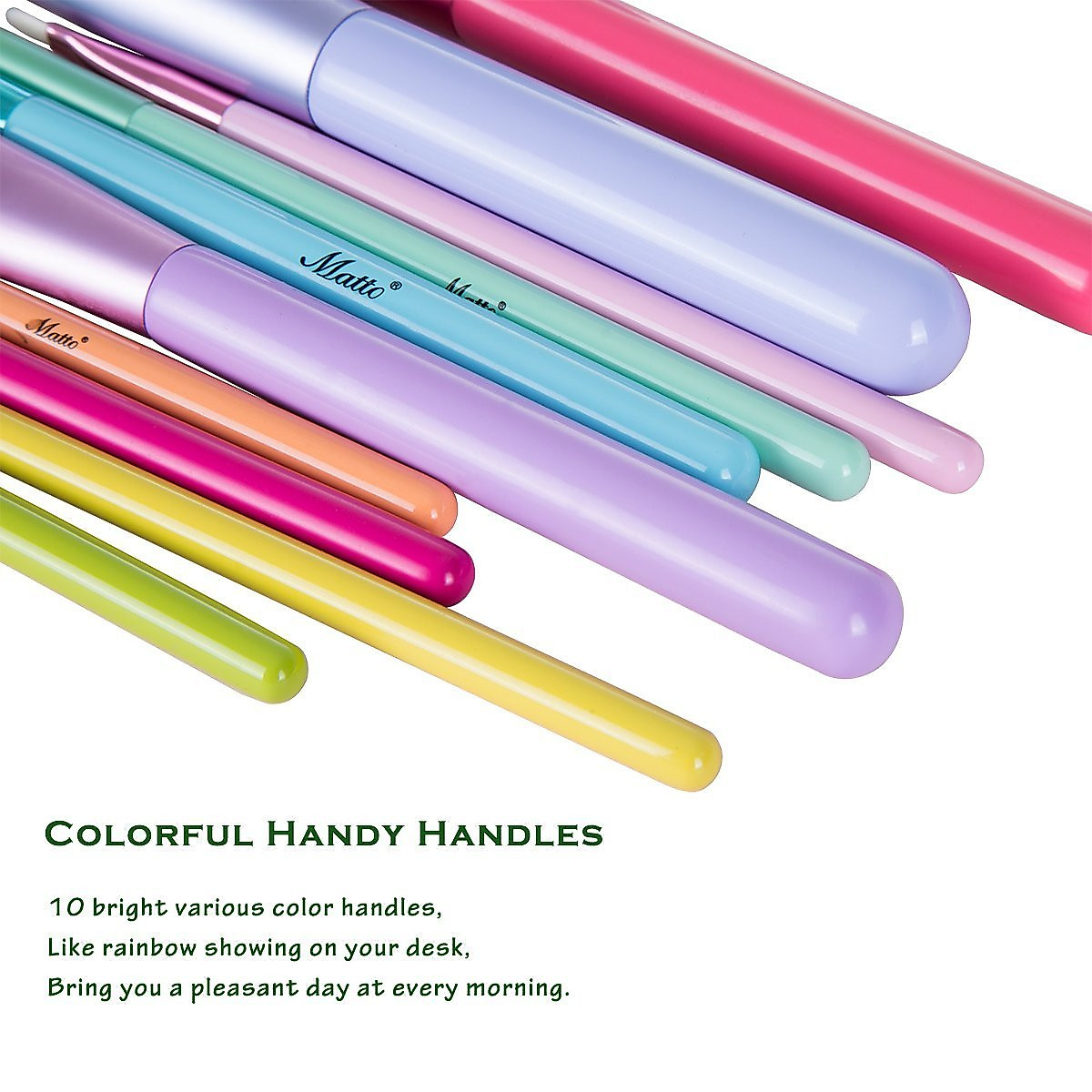 Matto Makeup Brushes 10-Pieces Colorful Wood Handles Synthetic Hairs Makeup Brush Set with Cosmetic Brush Holder