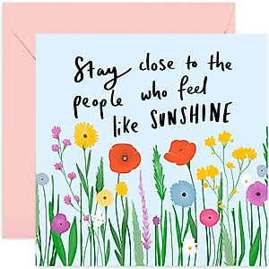 Old English Co. Friendship Sunshine Birthday Card - Cute Flower Female Card for Best Friend | Happy Floral Gift for Ladies, BFF, Her | Blank Inside & Envelope Included