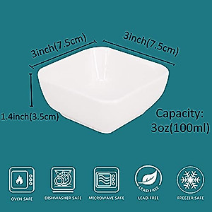 BPFY 12 Pack 3 oz Ceramic Dip Bowls, Kitchen Dining Entertaining Dipping Sauce Bowls, White Condiments Serving Dishes for Soy, Vinegar, Ketchup, BBQ Sauce