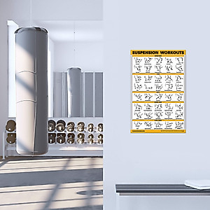 10 Pack - Exercise Workout Poster Set - Dumbbell, Suspension, Kettlebell, Resistance Bands, Stretching, Bodyweight, Barbell, Yoga Poses, Exercise Ball, Muscular System Chart (LAMINATED, 18" x 27")