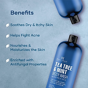 Botanic Hearth Tea Tree Oil Body Wash with Mint, 16 fl oz - Moisturizing, Soothing, Helps Control Fungal Infections, Deep Moisturization, Promotes Healthy Skin, Ethically Sourced