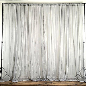 BalsaCircle 10 feet x 10 feet Silver Sheer Voile Backdrop Drapes Curtains 2 Panels 5x10 ft - Wedding Ceremony Party Home Decorations
