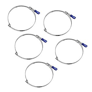 POWERTEC 70223 2-1/2 Inch Right Hand Keyed Bridge Hose Clamp, Thumb Screw Key Adjustable Stainless Steel Hose Clamps for Dust Collection, Dust Collector and Dryer Vent Hose, 5 pack