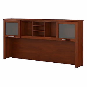 Bush Furniture Somerset 72W Desk Hutch in Hansen Cherry, Attachment with Shelves and Cabinets for Home Office