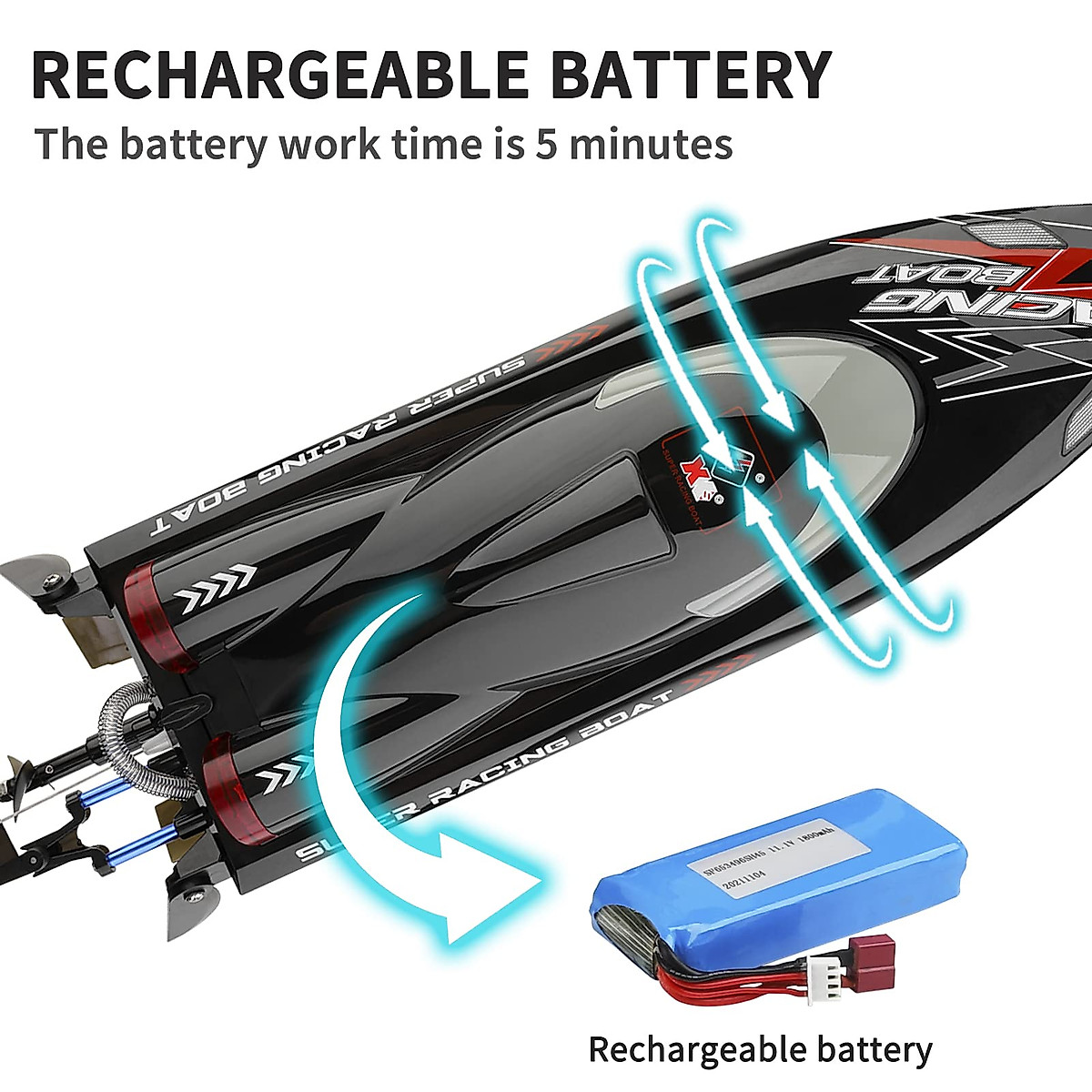 GoolRC RC Boat, WLtoys WL916 Remote Control Boat, 60KM/H High Speed RC Racing Boat for Pools or Lakes, 2.4GHz RC Boats with Low Battery Alarm for Kids and Adults,