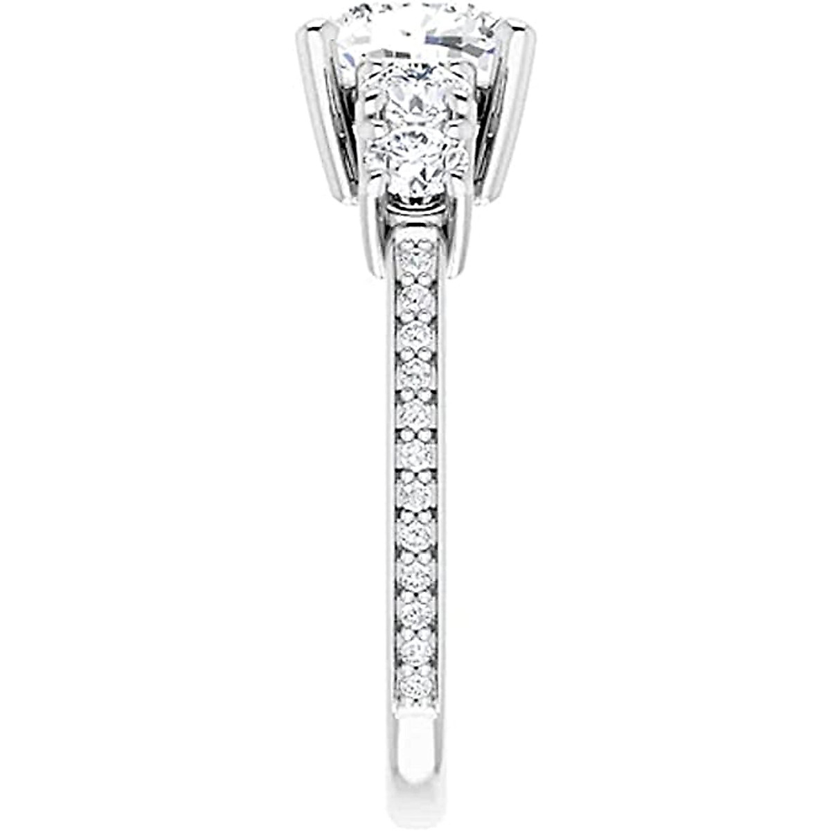 Moissanite World Cushion Cut 3.00Ct, VVS1 Clarity, Moissanite Diamond, 925 Sterling Silver Ring, Five Stone Promise Ring, Bridal Ring, Engagement Ring, Party Jewelry (5.5)