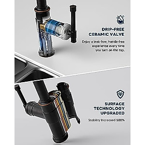 Antique Oil Rubbed Bronze Kitchen Sink Faucet with Soap Dispenser, DAYONE Pull Down Farmhouse Faucet for Sink with 3 Mode Sprayer, Single Handle High Arc, DAY-APS136-ORB