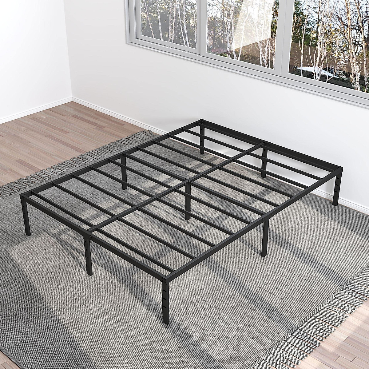 Maenizi 14 Inch Full Size Bed Frame No Box Spring Needed, Heavy Duty Metal Platform Bed Frame Full Support Up to 3000 lbs, Easy Assembly, Noise Free, Black