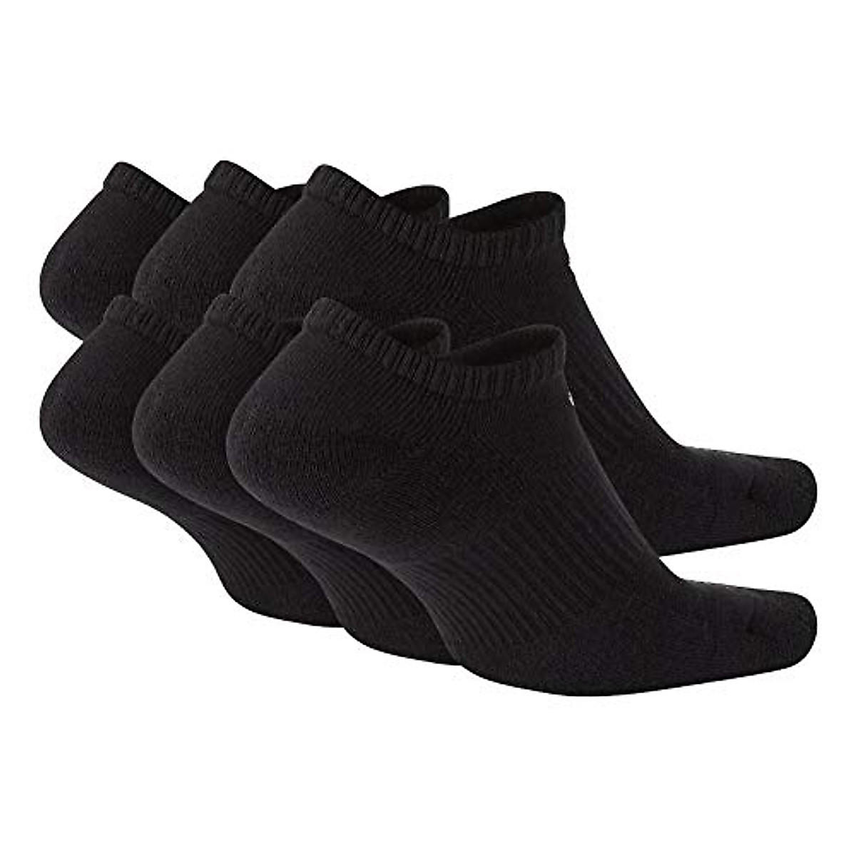 Nike Everyday Plus Cotton Cushioned Crew Socks (6 Pair) (Black - No Show, Large)