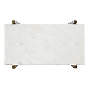 Kate and Laurel Abcott Midcentury Side Table, 20 x 12 x 24, Walnut Brown and Gold, Decorative Two-Tier Bedroom Nightstand Table with Genuine Marble Tabletop